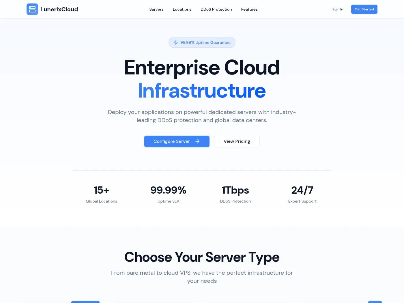 LunerixCloud Web Platform for Server Solutions
