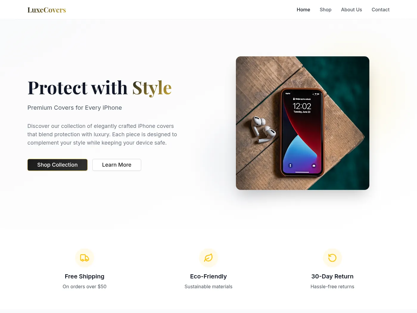 LuxeCovers: Elegant iPhone Mobile Cover Storefront