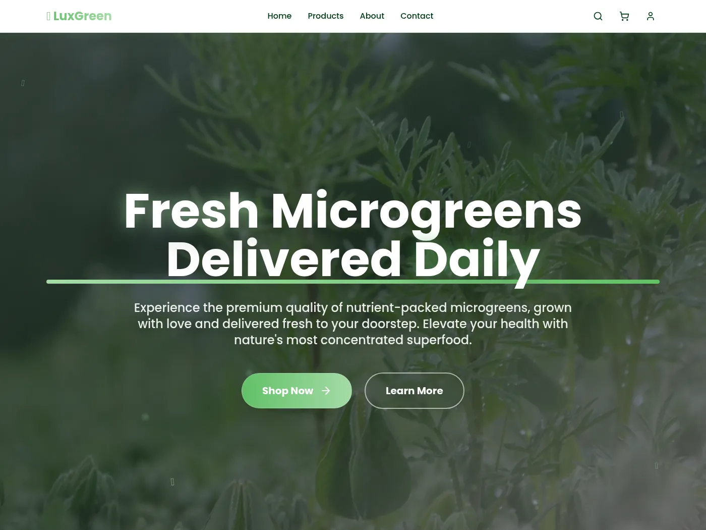 LuxGreen E-Commerce: Premium Animated Microgreens Store