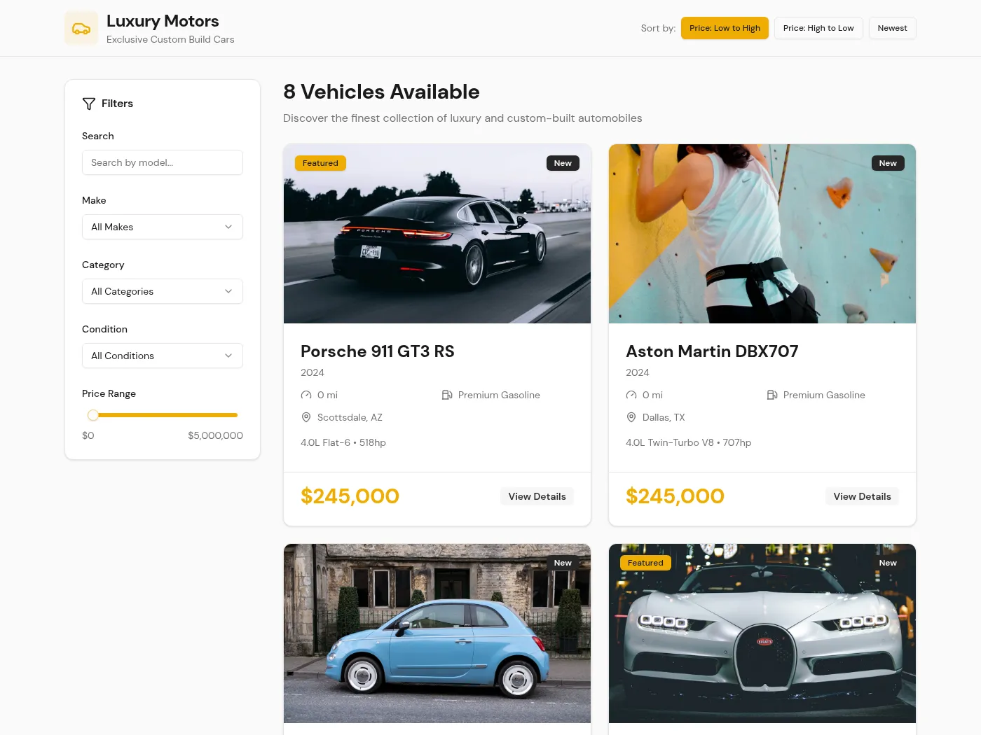 Luxury Custom Car Marketplace