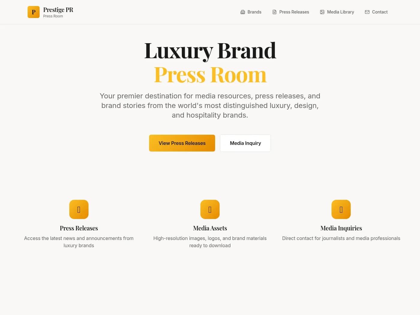 Luxury PR Agency Press Room Platform