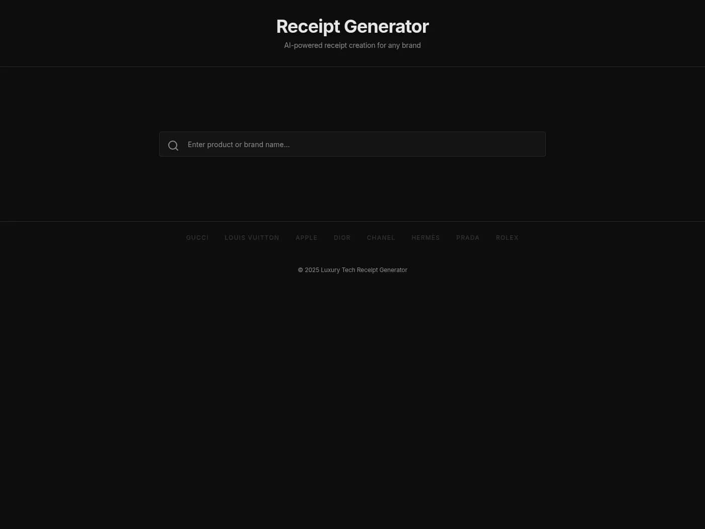 Luxury Tech AI Receipt Generator