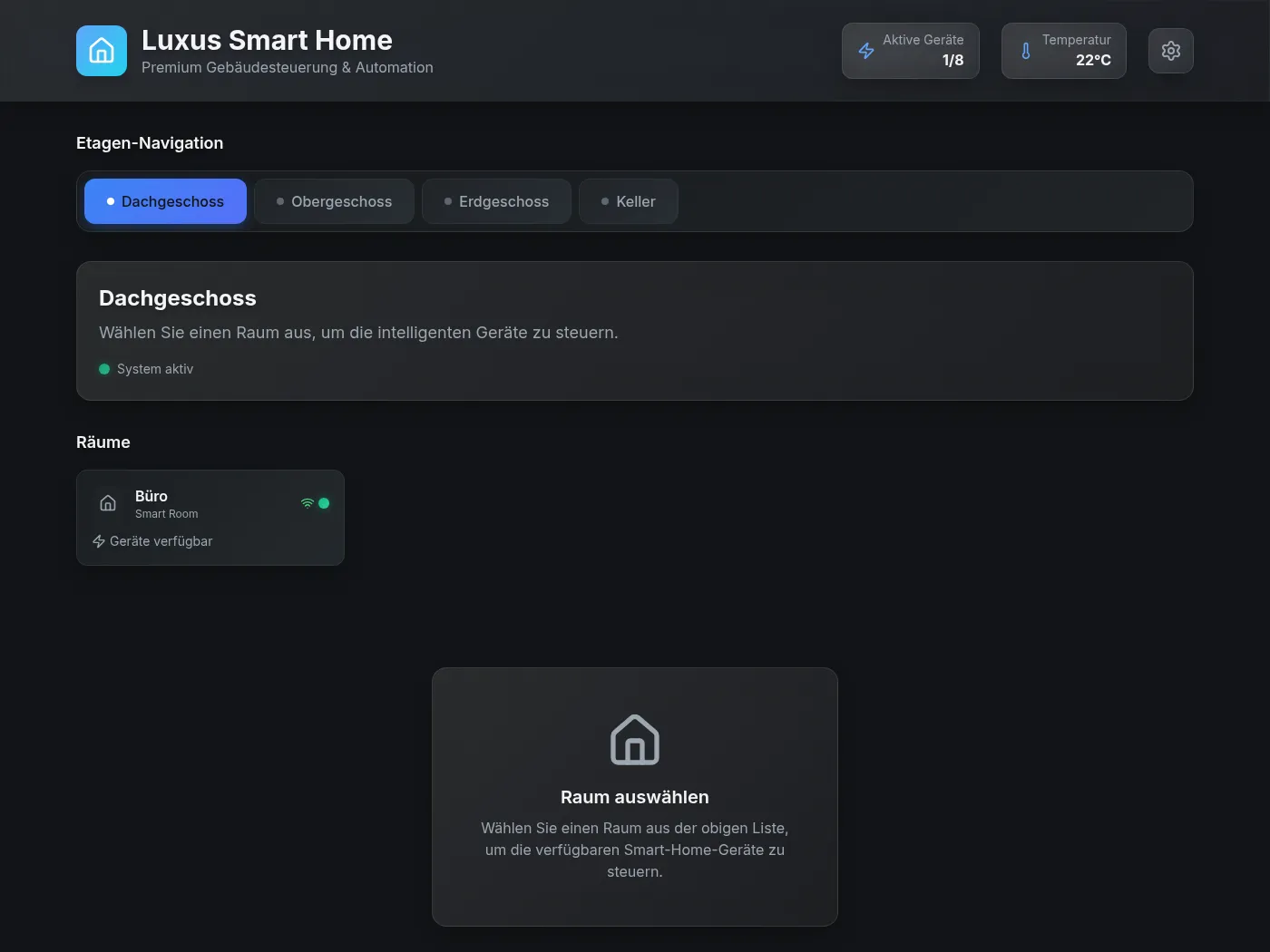 Luxus Smart Home Control Web Interface