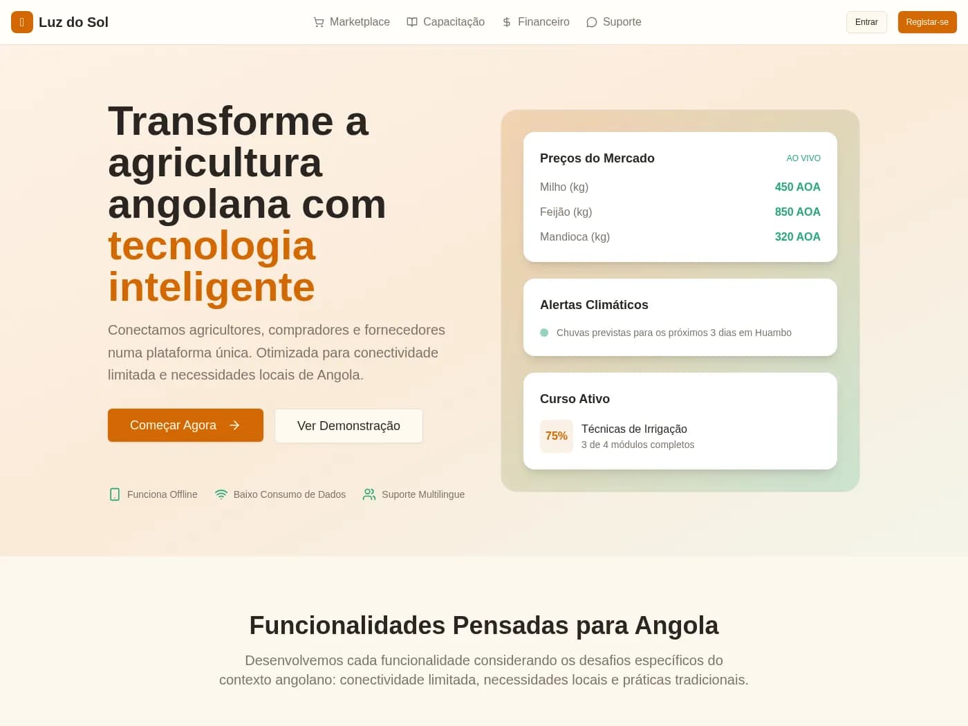 Luz do Sol - Plataforma Agrícola Integrada para Angola