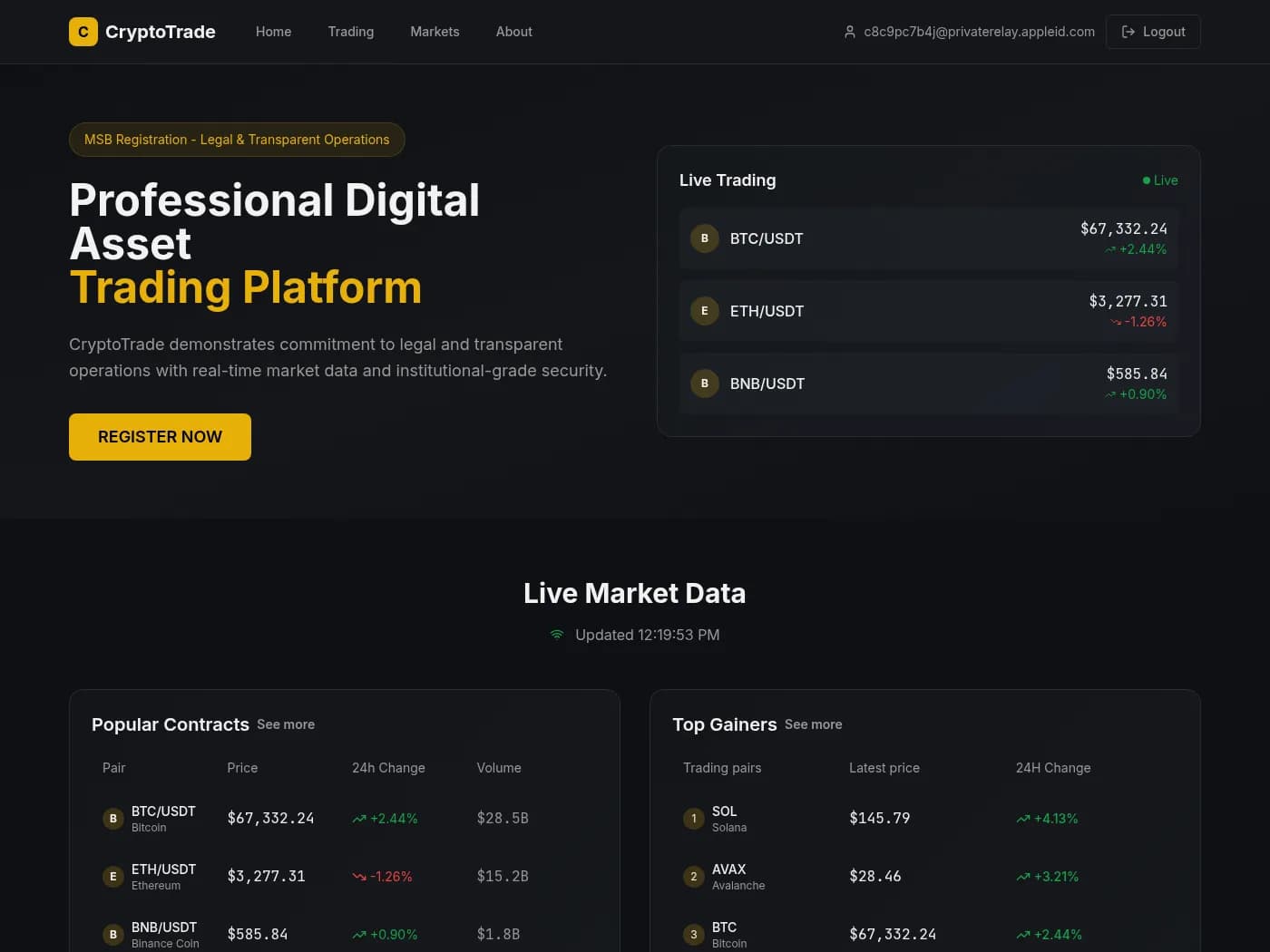Lightweight Exchange Platform Clone