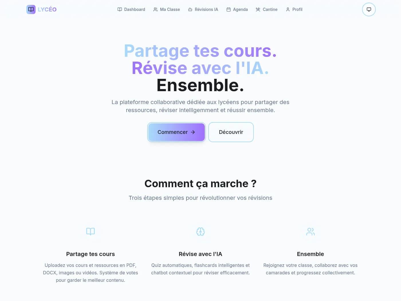 LYCÉO — Plateforme collaborative de partage et de révision intelligente pour lycéens