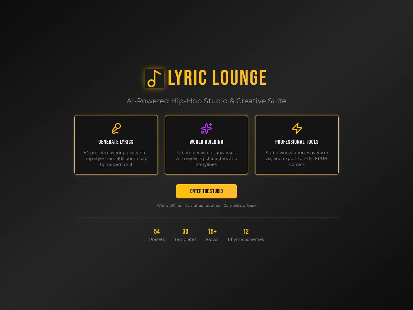 Lyric Lounge: AI-Powered Hip-Hop Studio & Multimedia Creative Suite