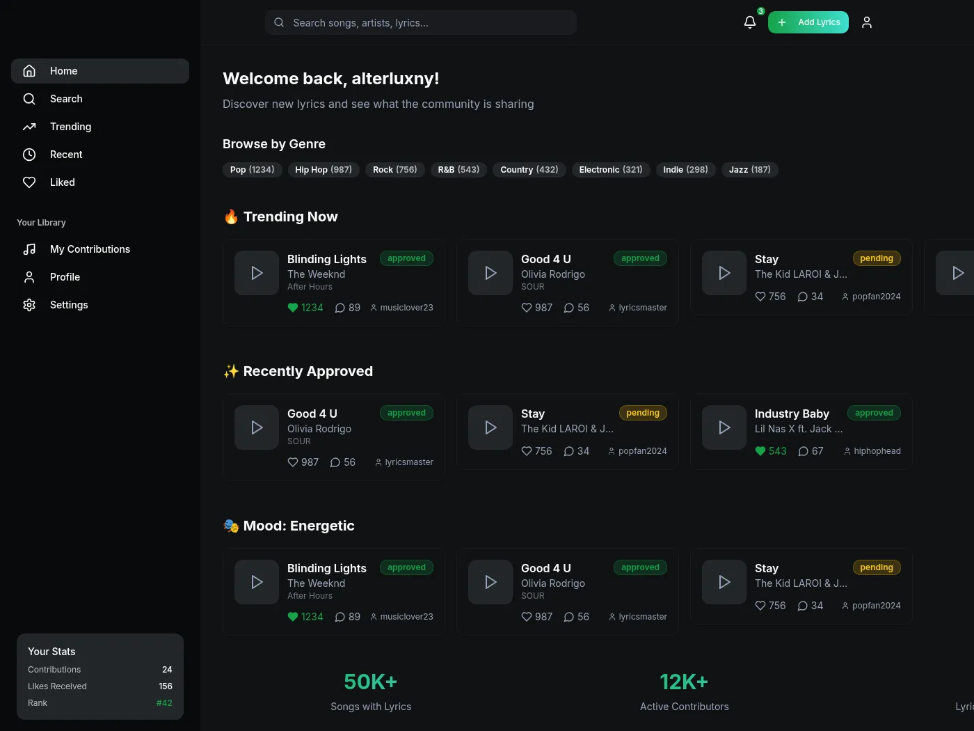 LyricFlow: Social Lyrics Platform with Advanced Search & Moderation