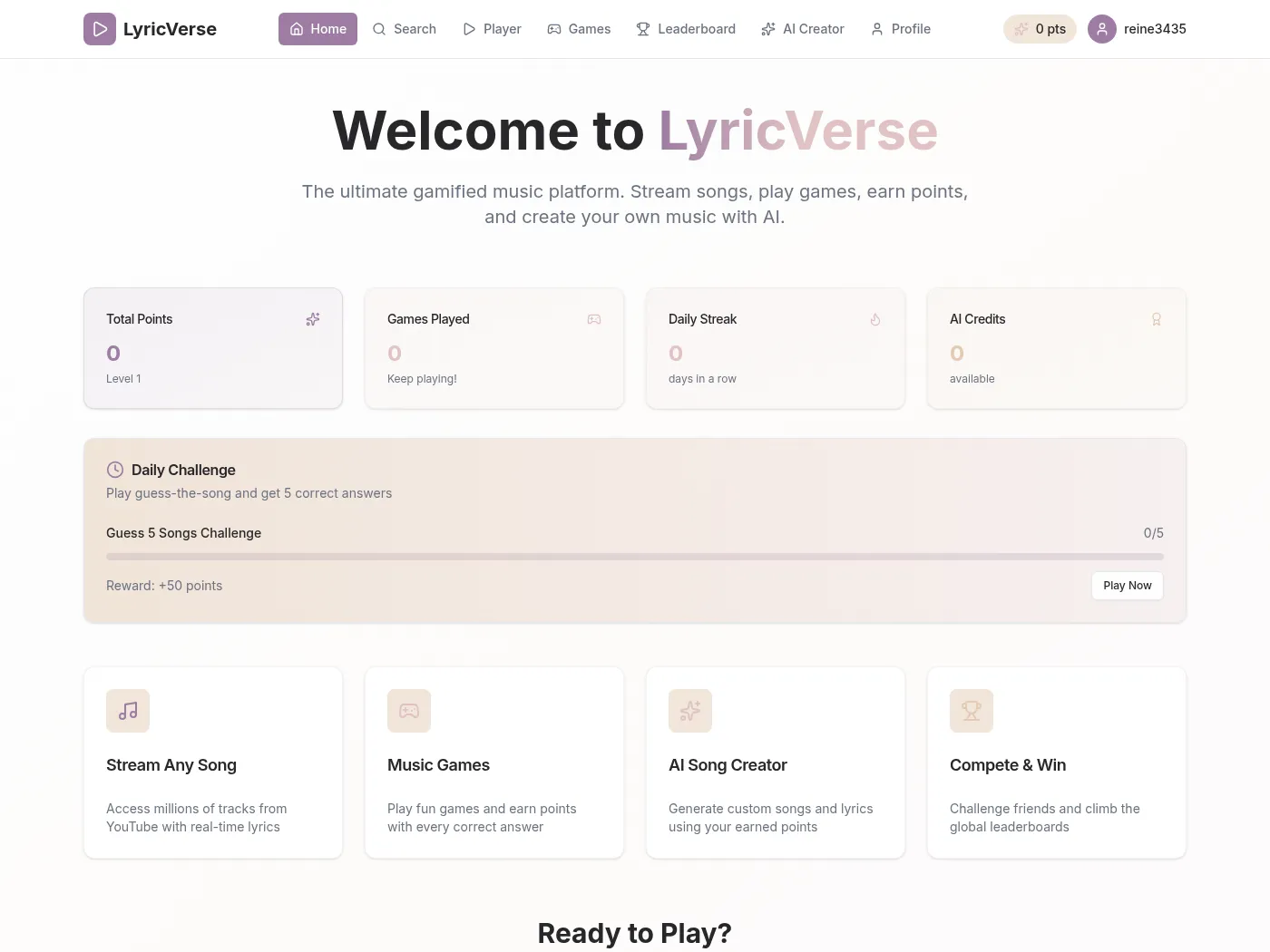 LyricVerse: The Gamified Music & Entertainment Hub