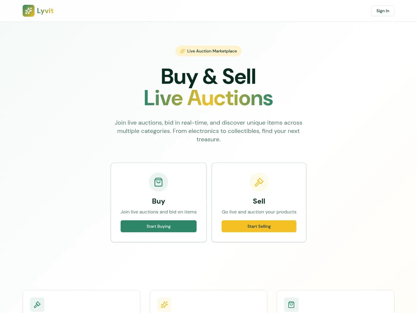 Lyvit Live Auction Marketplace