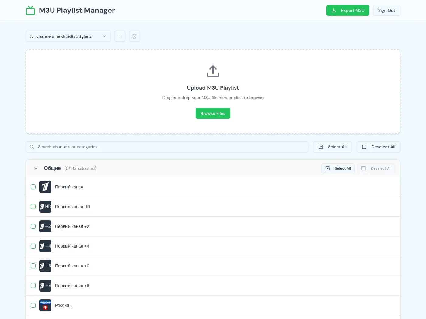 M3U Playlist Manager with Category Channel Selection