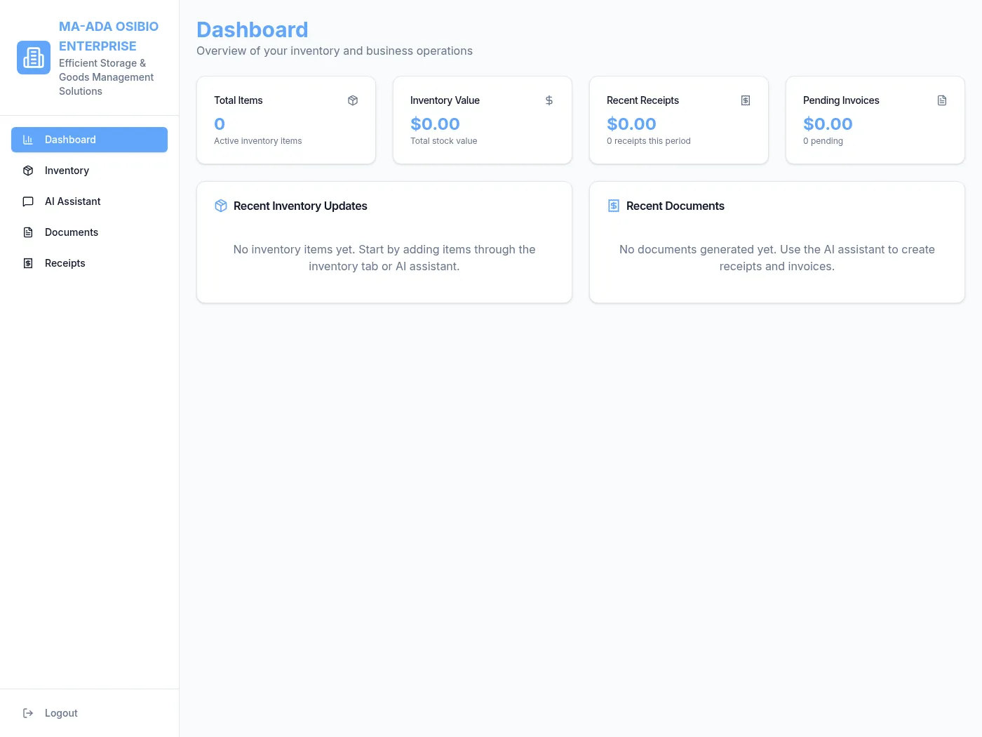 MA-ADA OSIBIO ENTERPRISE Manager: AI-Driven Inventory & Finance Platform