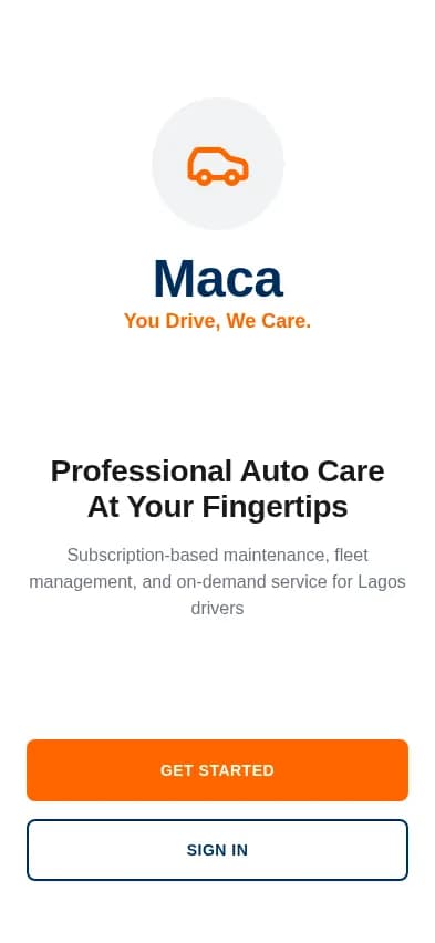 Maca App V1 – All-in-One Auto Care & Fleet Management for Lagos
