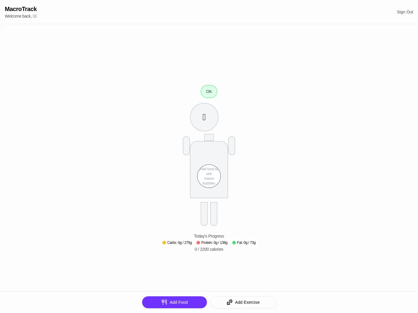 MacroTrack Home: Visual Fitness & Nutrition Dashboard
