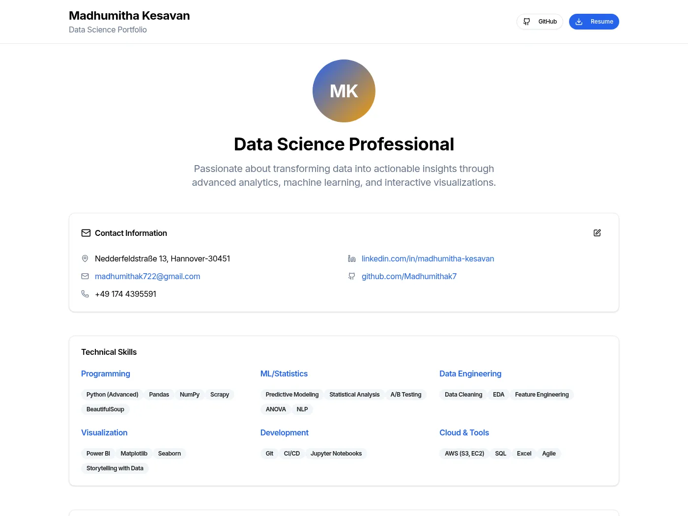 Madhumitha Kesavan - Data Science Portfolio Website