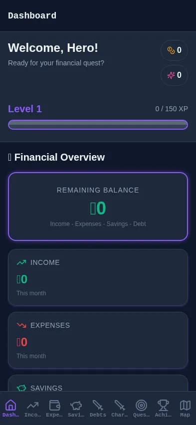 Magical MoneyQuest: Offline Gamified Finance RPG App