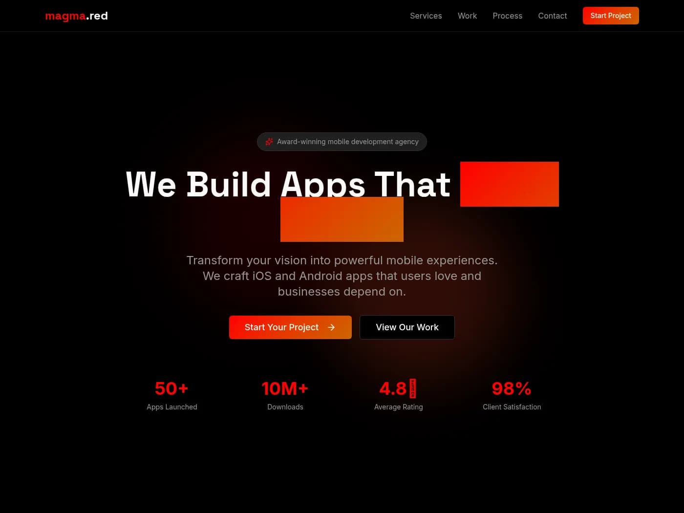Magma.red Mobile Development Agency Landing Page