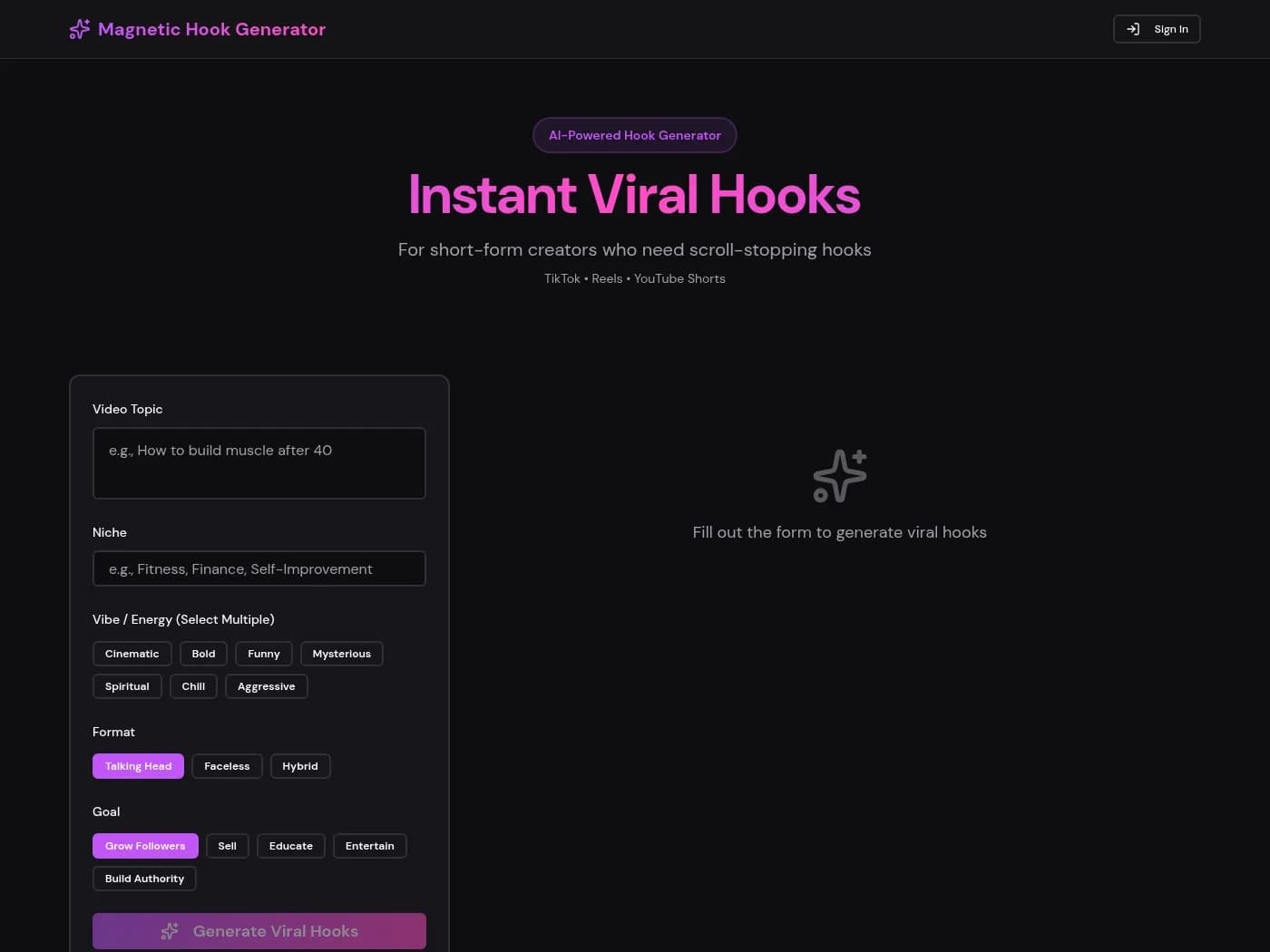 Magnetic Hook Generator: Viral Hook Ideas for Short-Form Creators
