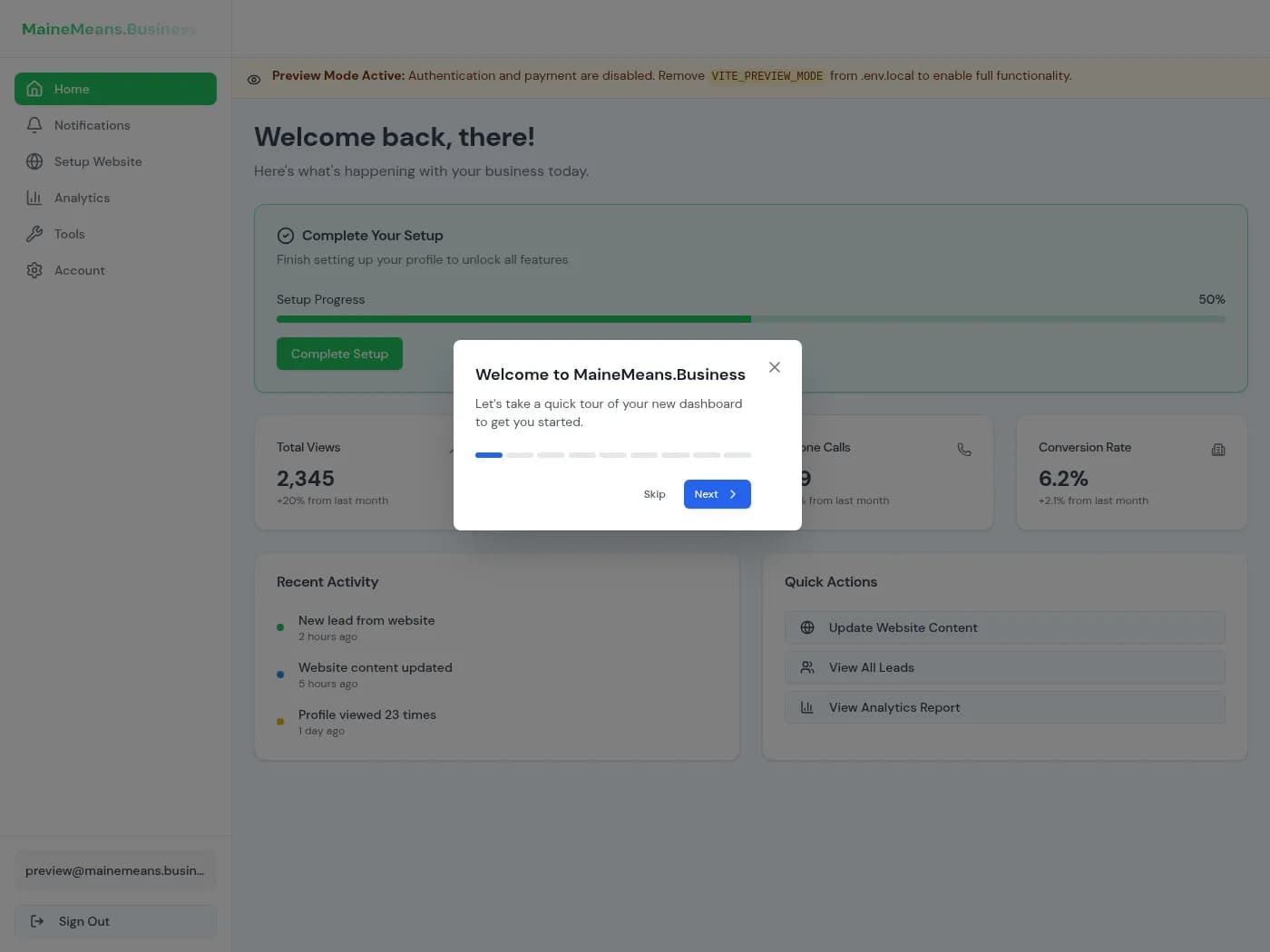 MaineMeans.Business SaaS Onboarding & Client Dashboard