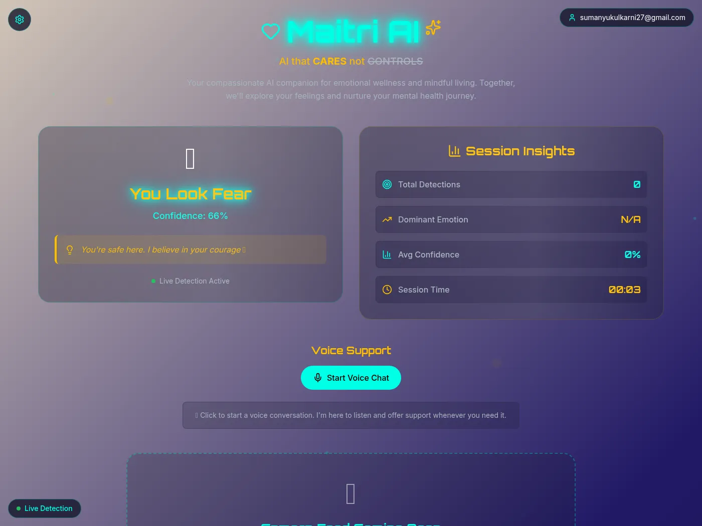 Maitri AI Emotion & Mood Support Dashboard