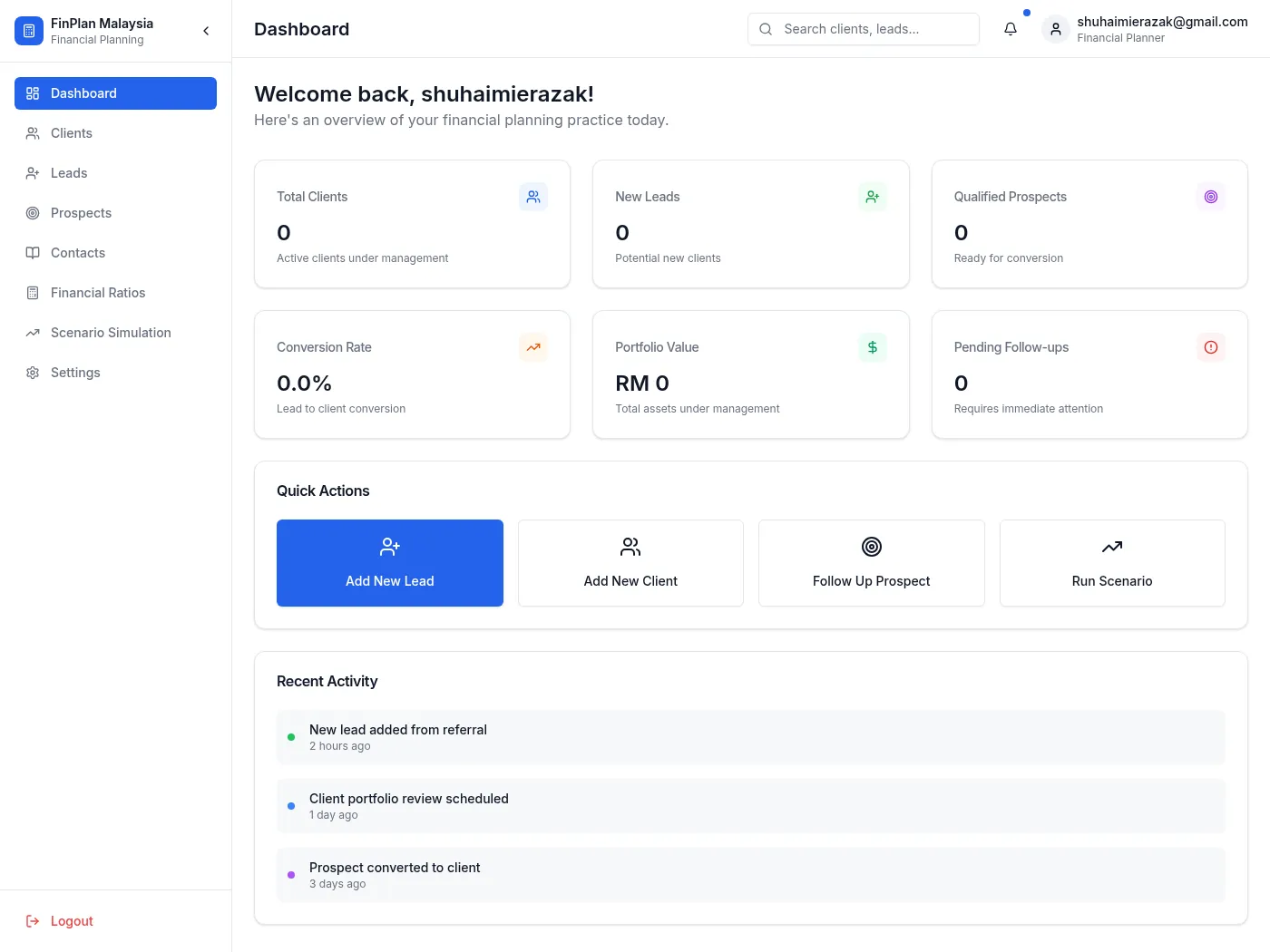 Malaysian Financial Planner Dashboard