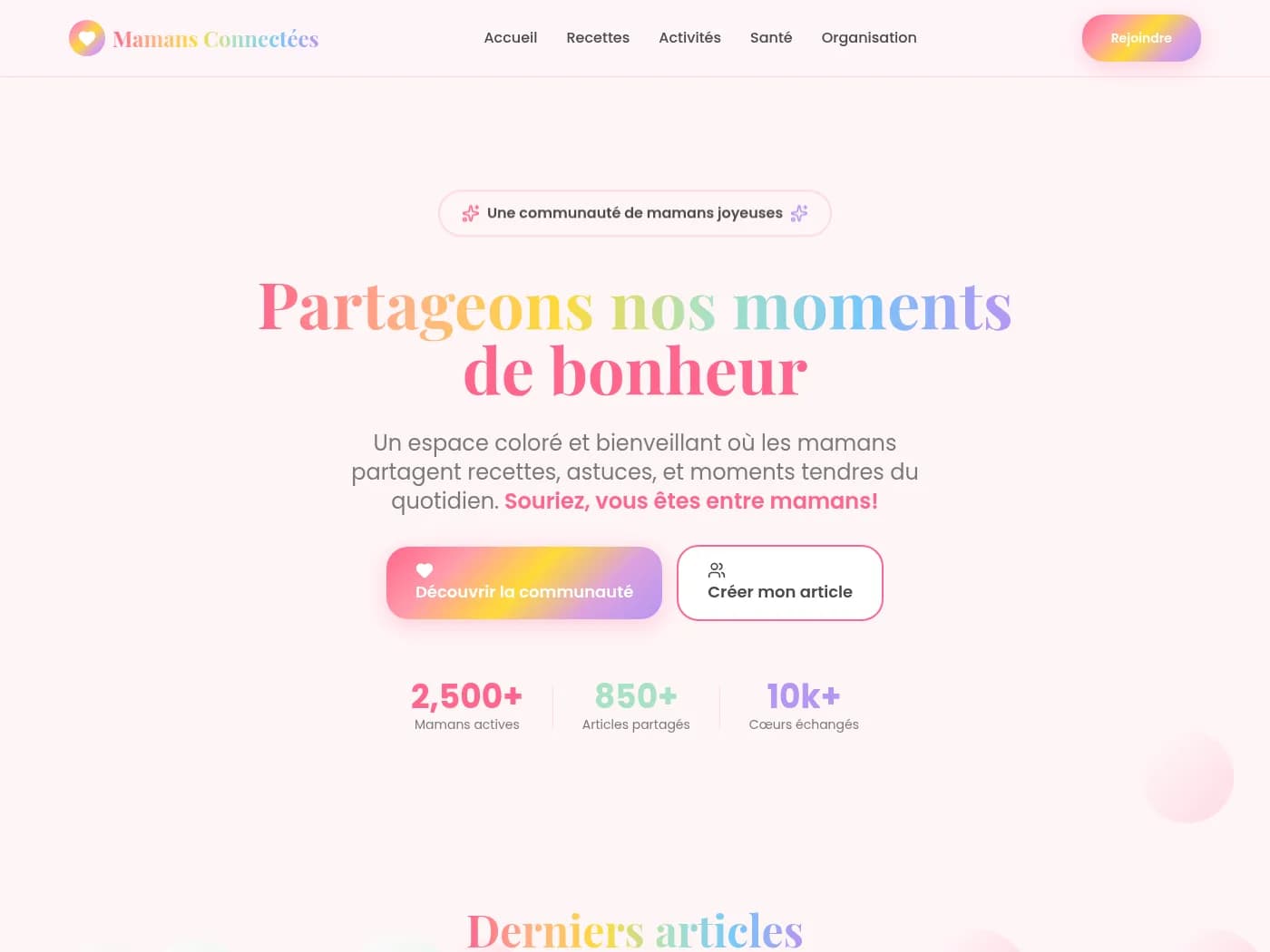 Mamans Connectées – Rainbow Joy Blogging Platform