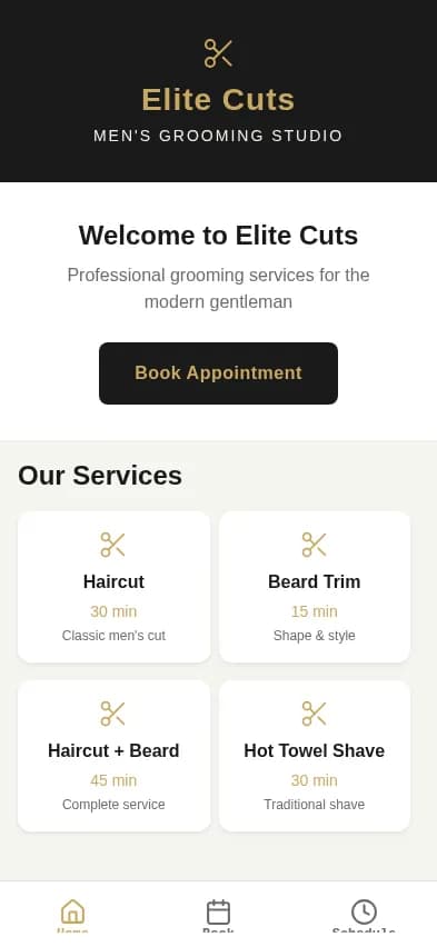 Man Hair Salon Appointment Booking App