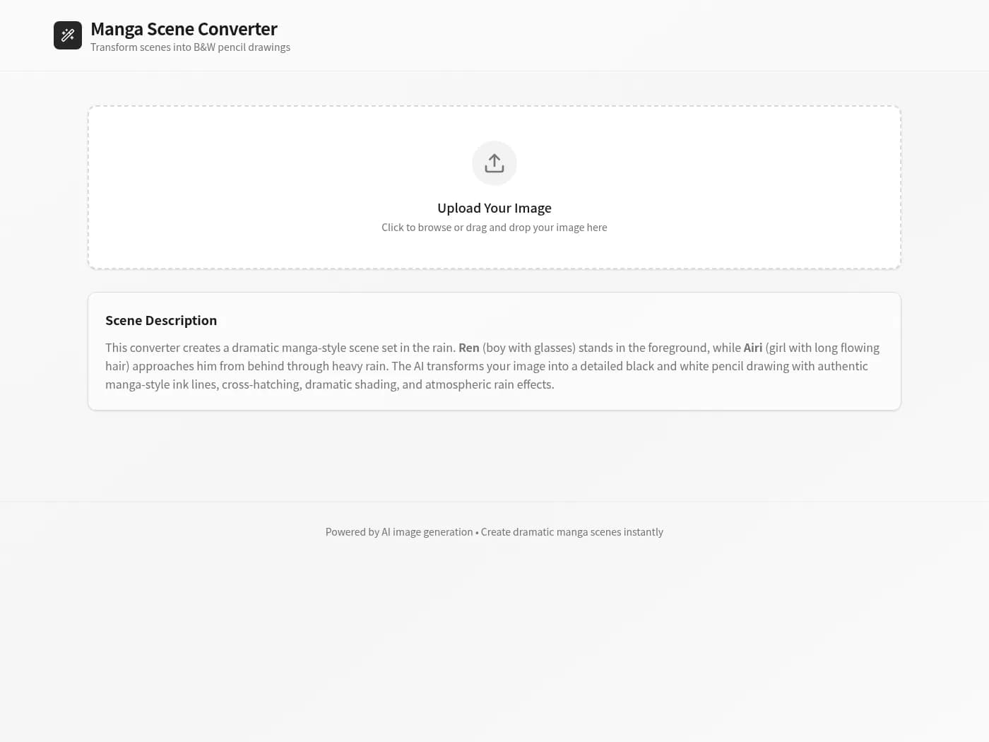 Manga Scene Black & White Drawing Converter