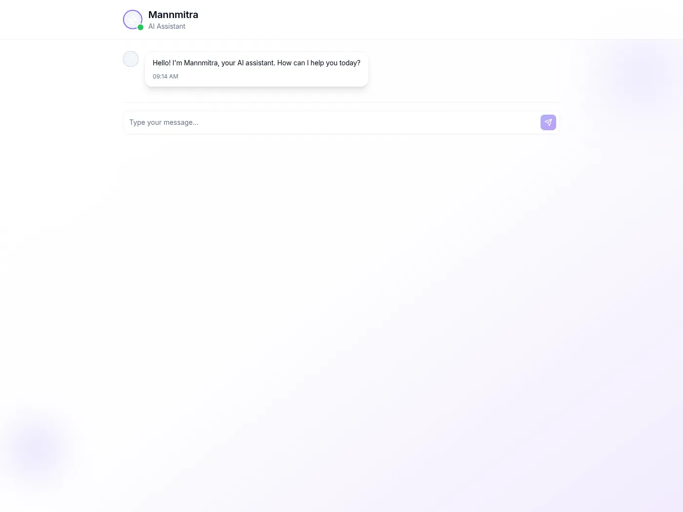 Mannmitra Chatbot UI/UX Experience
