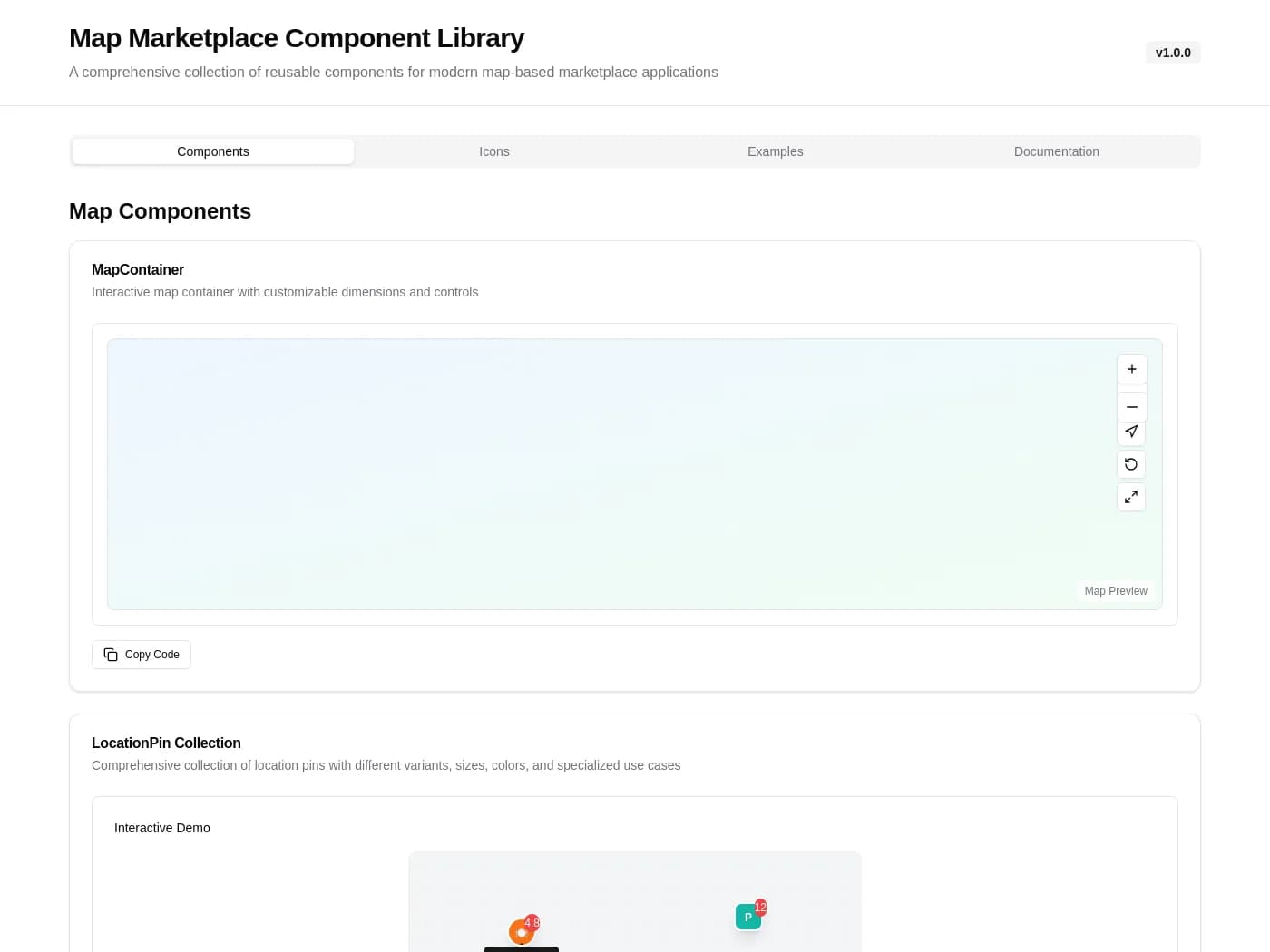 Map Marketplace Component Library