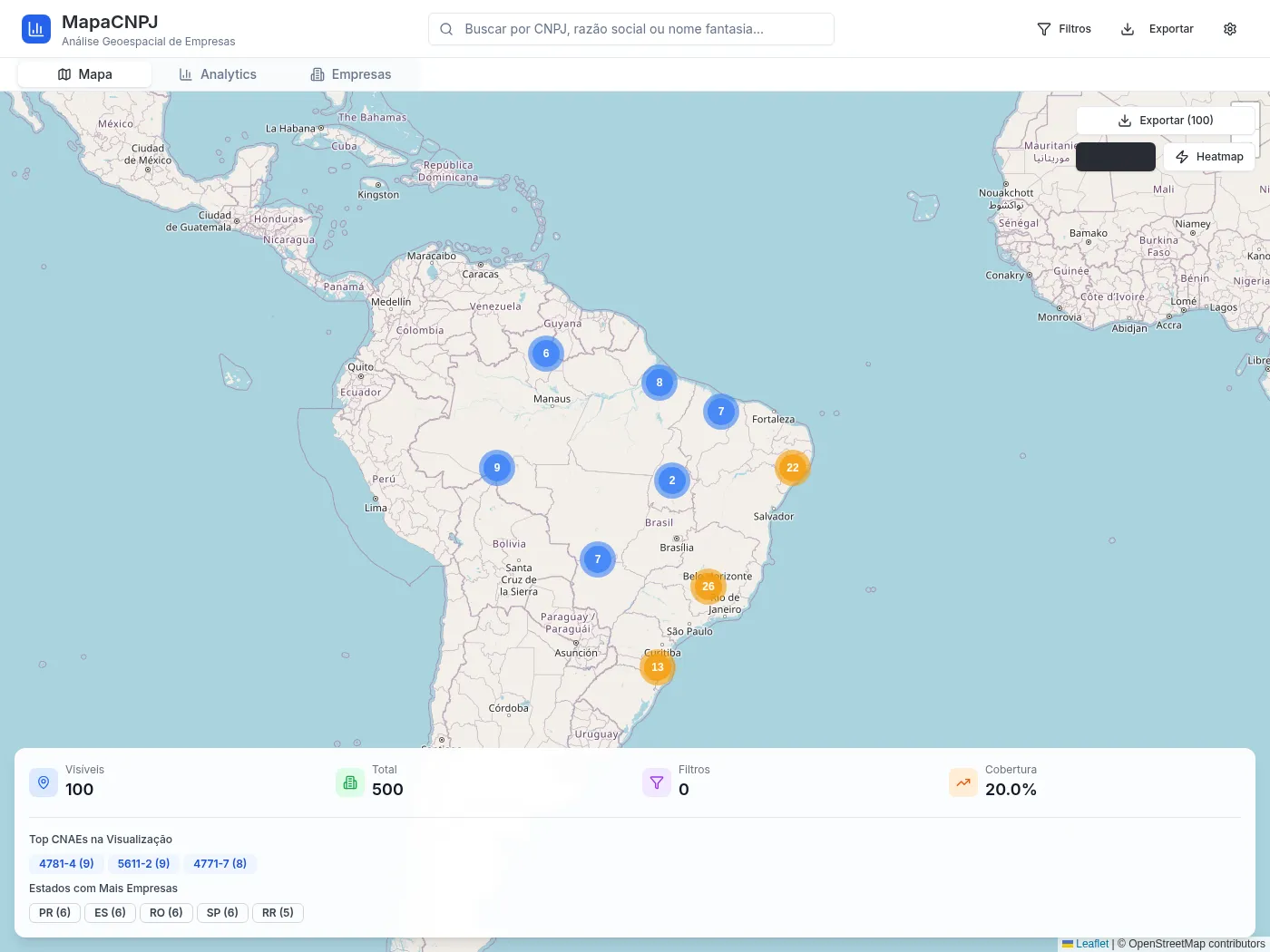 MapaCNPJ: Plataforma Inteligente de Visualização e Análise Geoespacial de Empresas Brasileiras