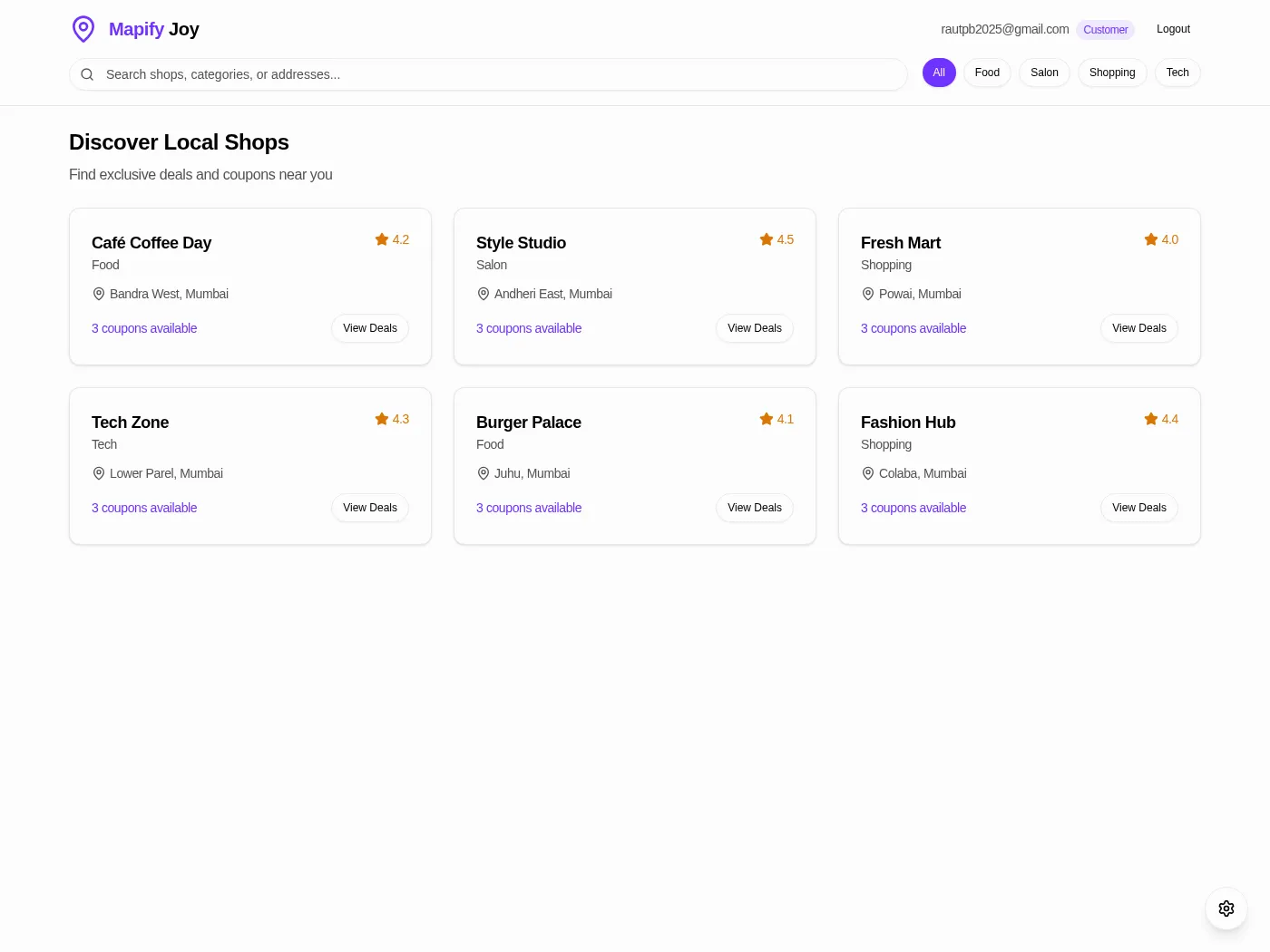 Mapify Joy: Shop Discovery & Coupon Finder