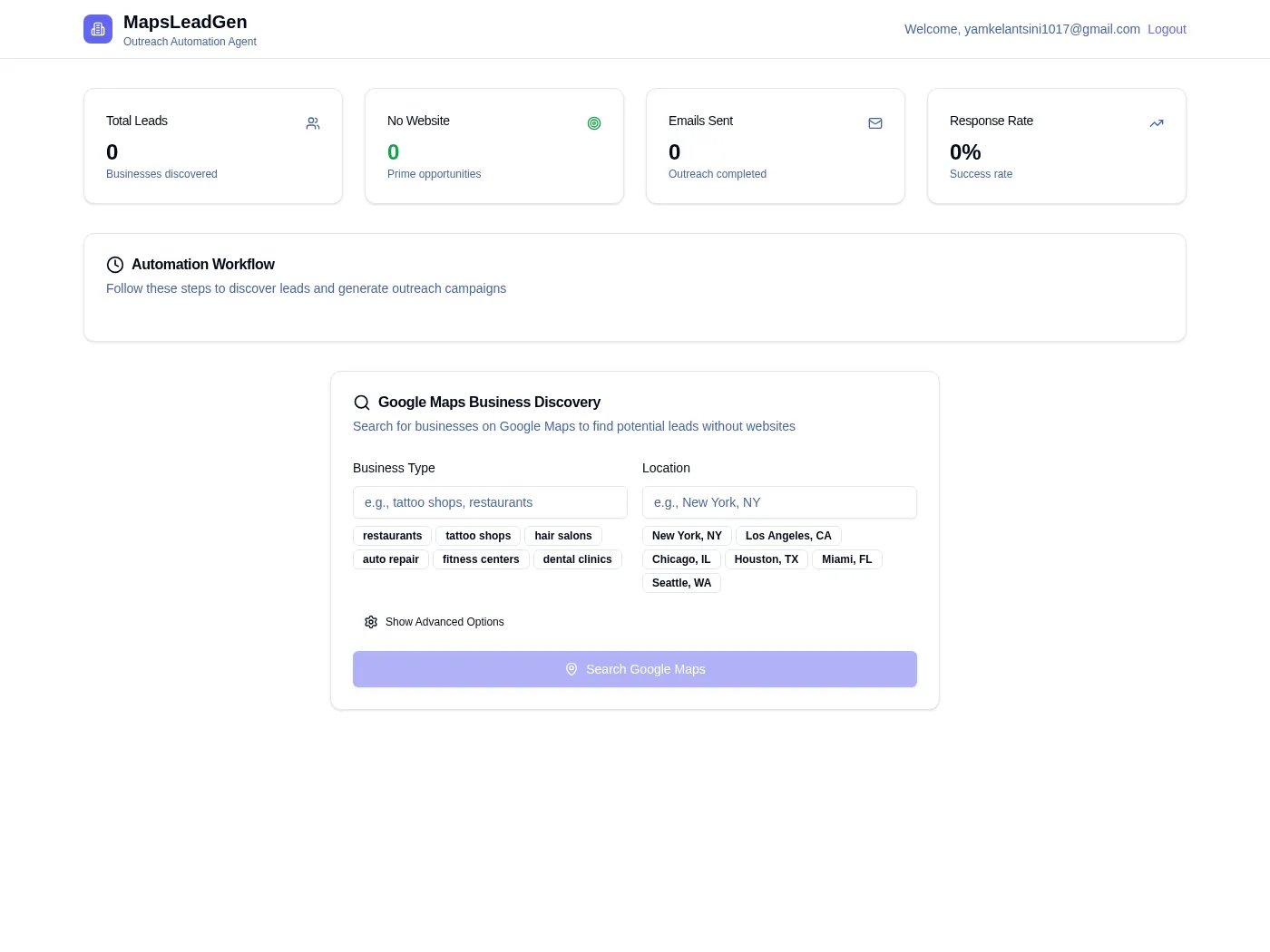 MapsLeadGen Outreach Automation Agent