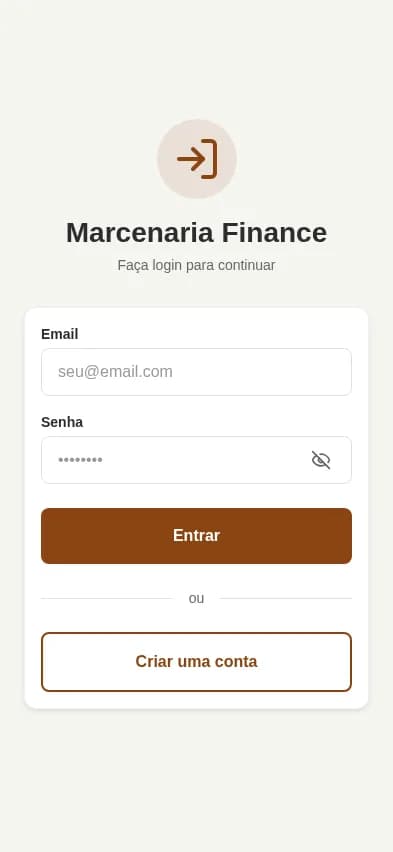 Marcenaria Finance Manager Mobile App