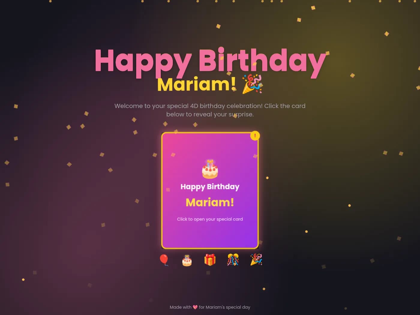 Mariam's 4D Happy Birthday Website
