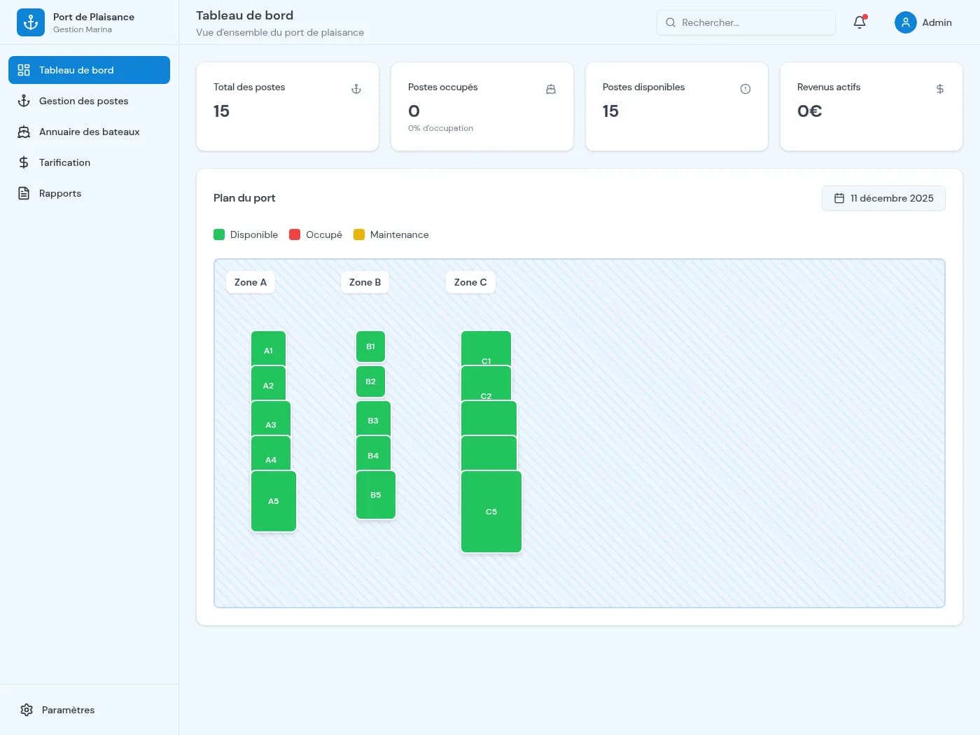 Port de Plaisance Management – Modern Marina Operations Dashboard
