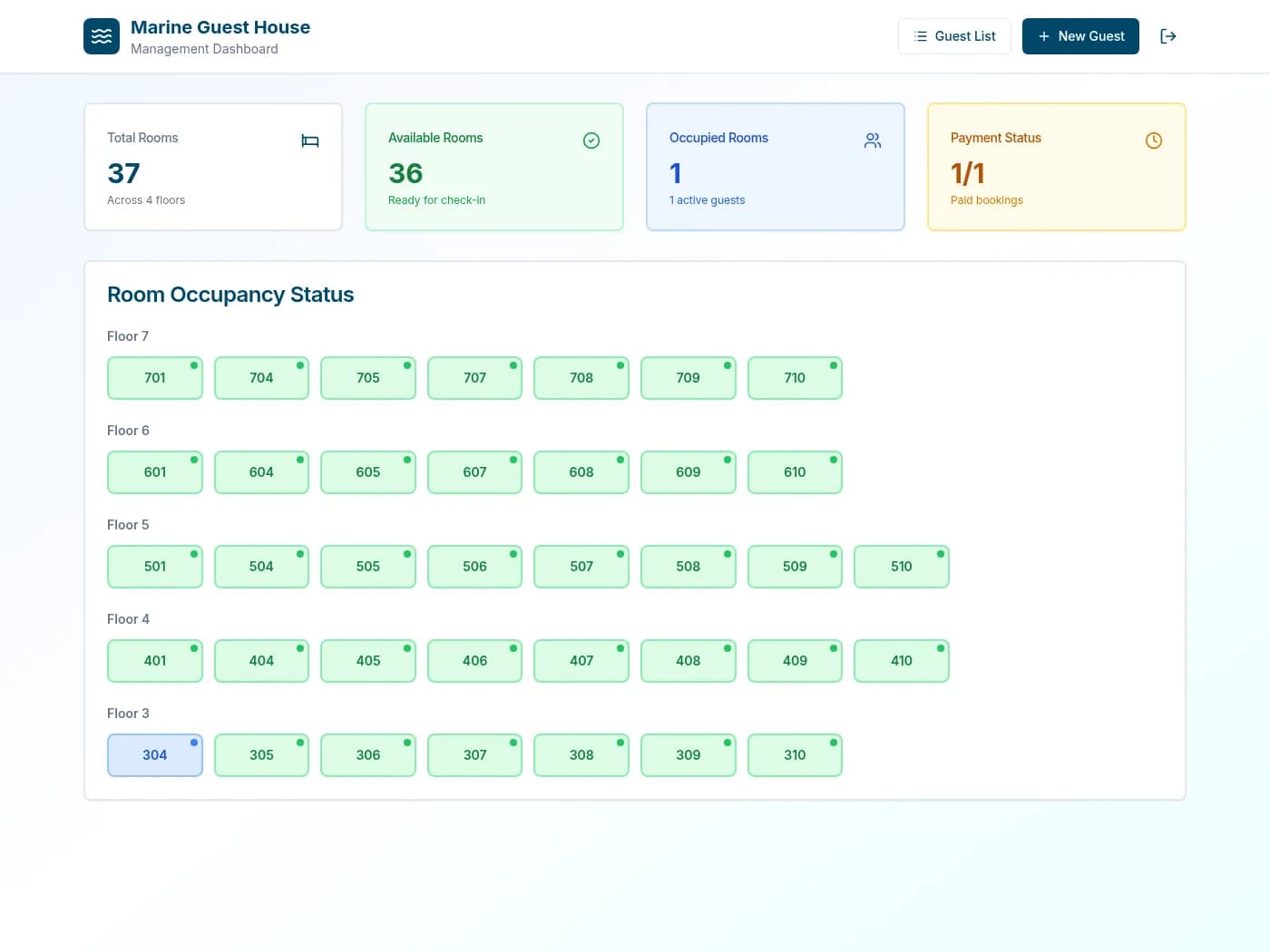 Marine Guest House Registration & Management System