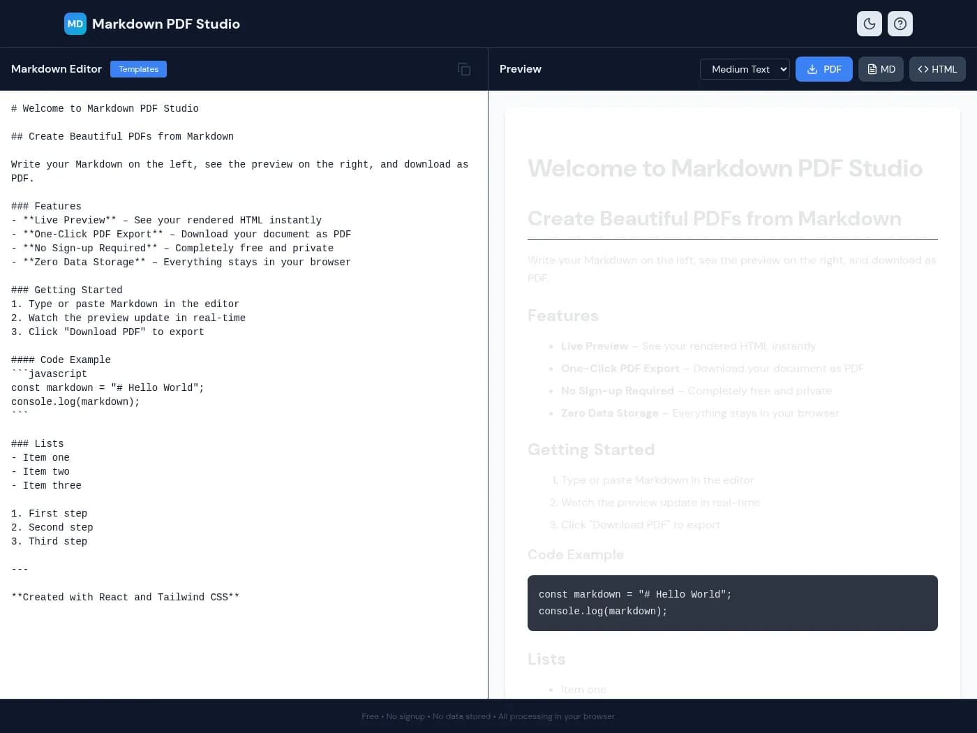 Markdown PDF Studio
