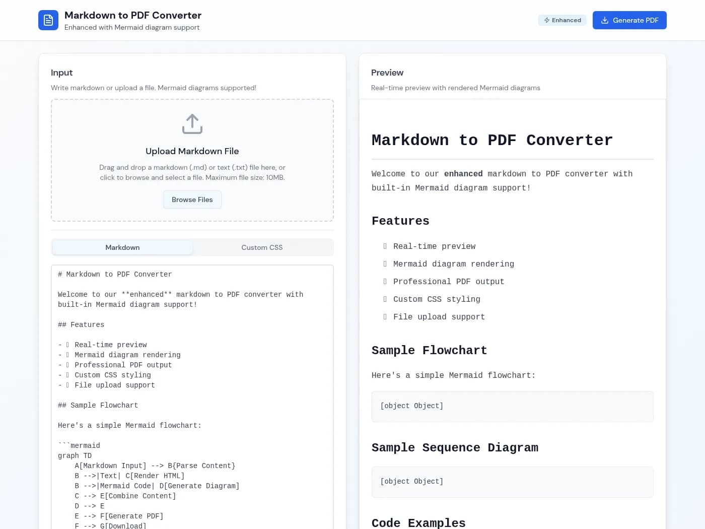 Markdown-to-PDF Converter with Mermaid Diagram Rendering