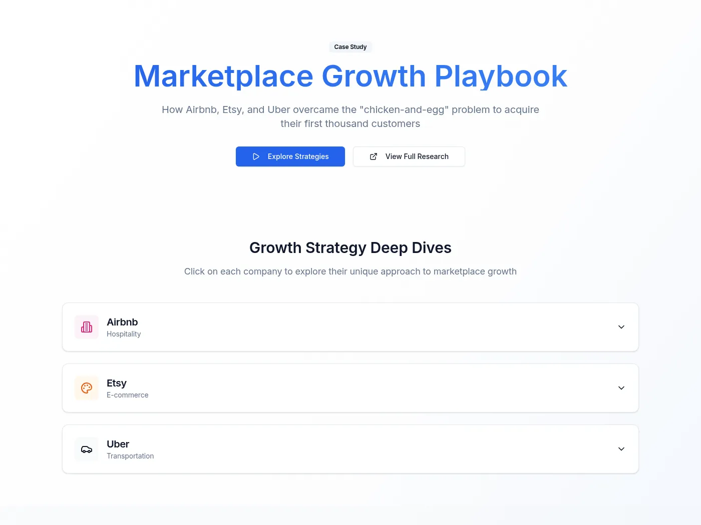 Marketplace Growth Playbook: Lessons from Airbnb, Etsy, and Uber