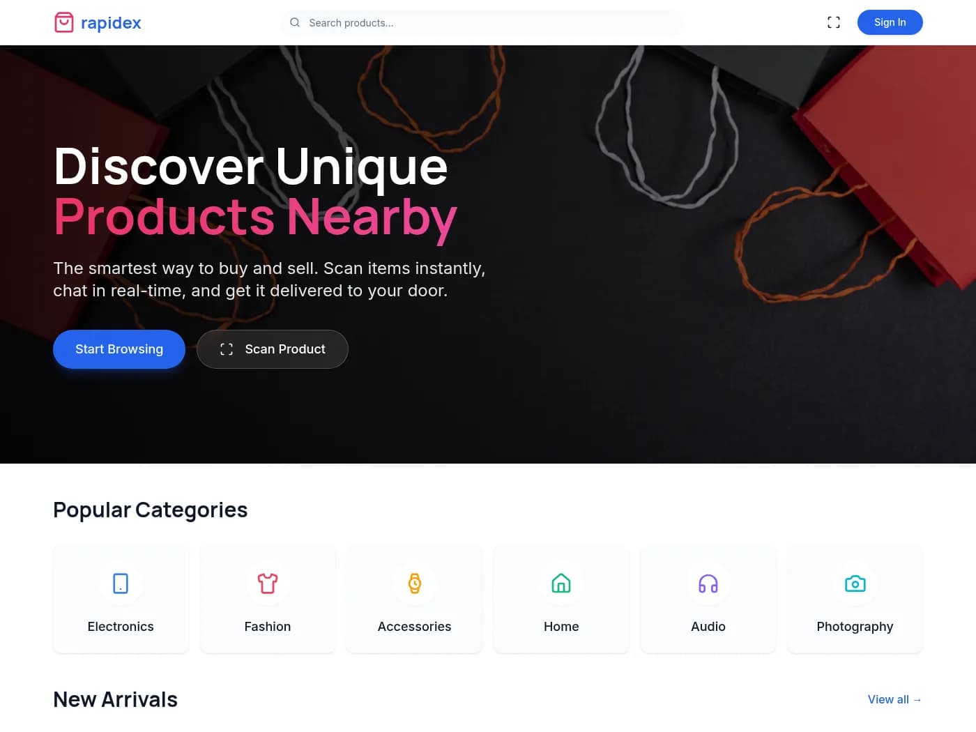 Marketplace Web App with Seamless Product Scanning and Intelligent Chat