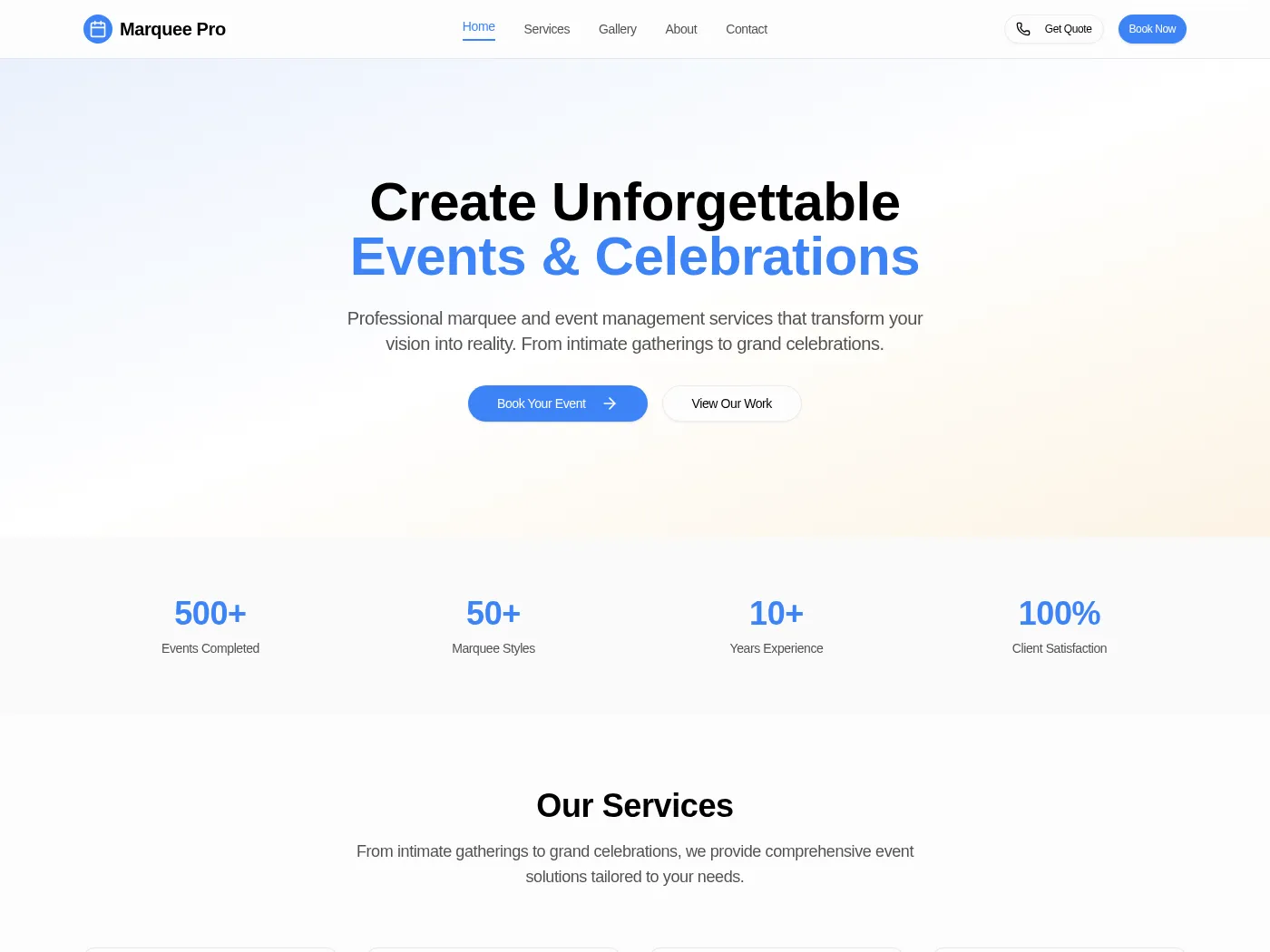 Marquee & Event Management Platform