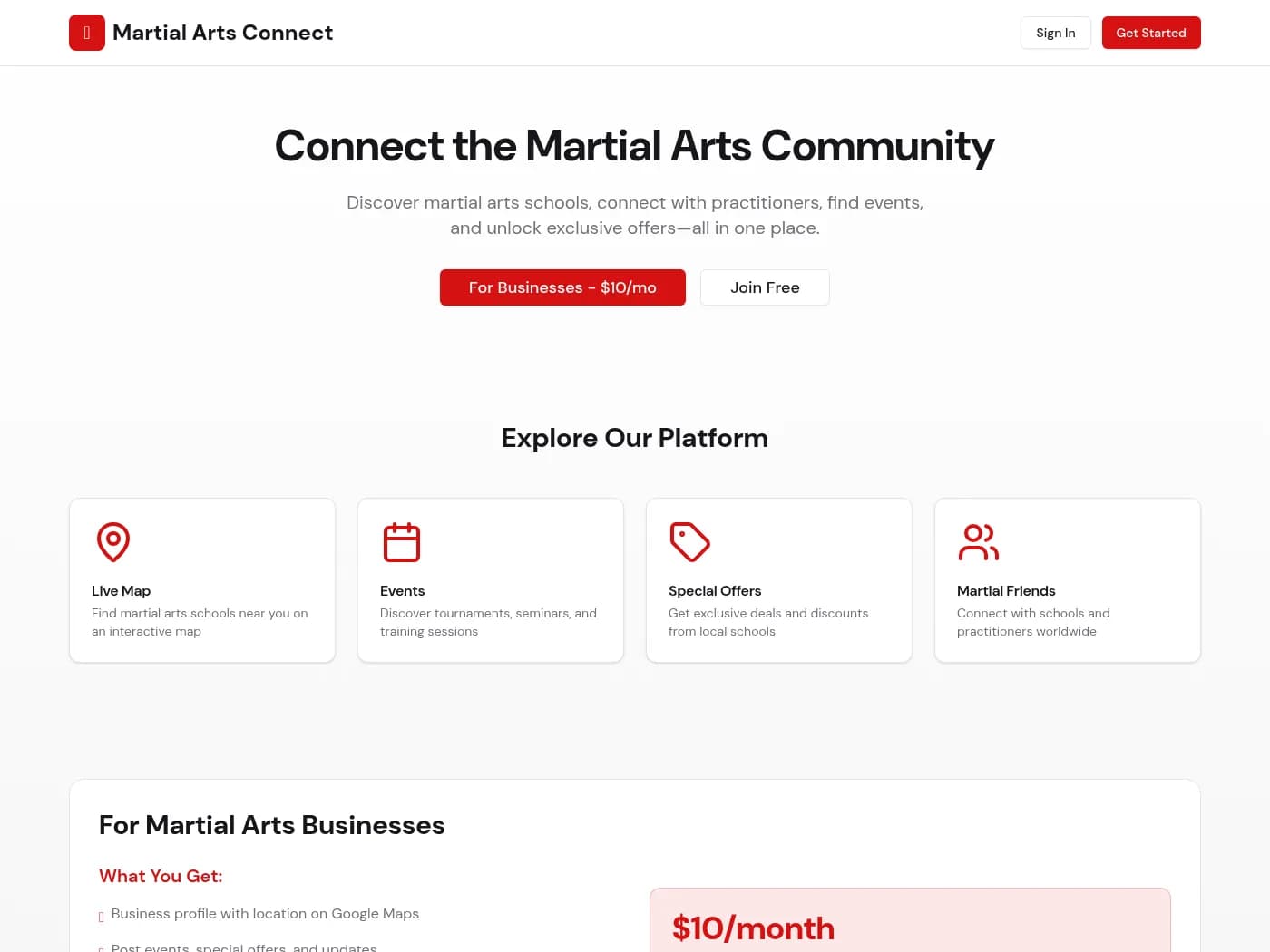 Martial Arts Connect: Networking Platform for Organizations and Members