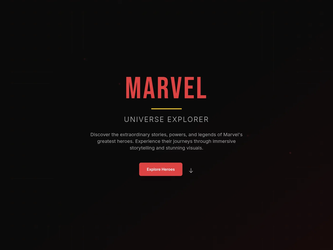 Marvel Characters Explorer with Animated Storyline