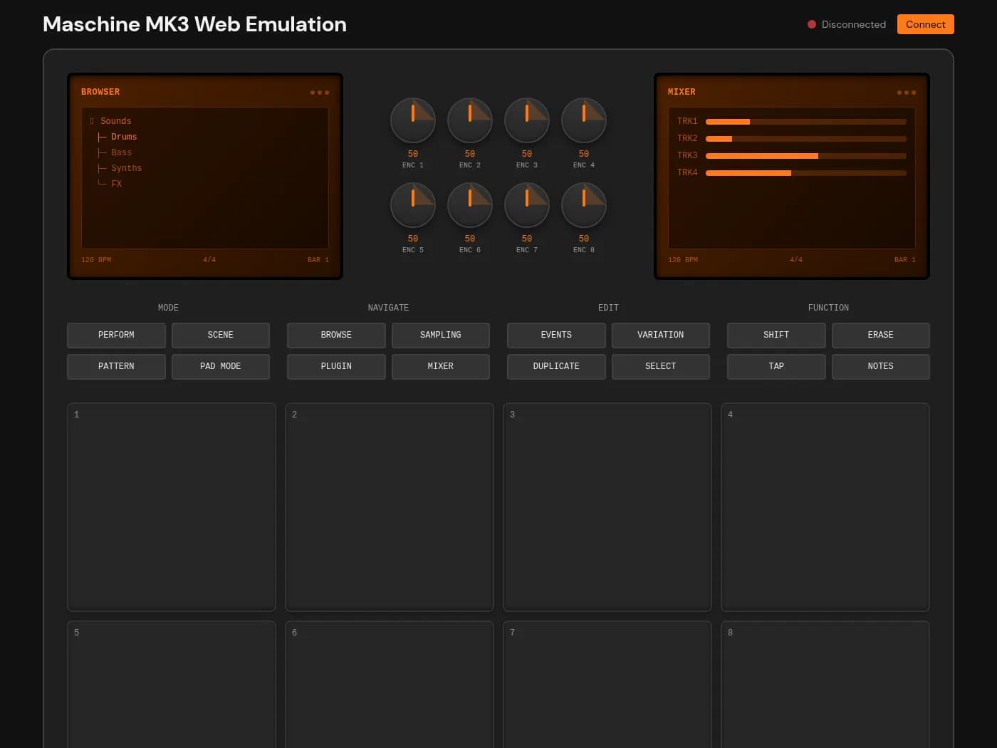 Maschine MK3 Web Emulation Platform