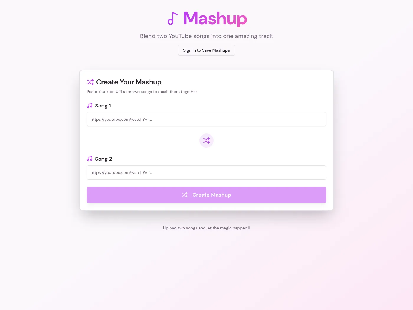Mashup: YouTube Song Mashup App for Two Tracks