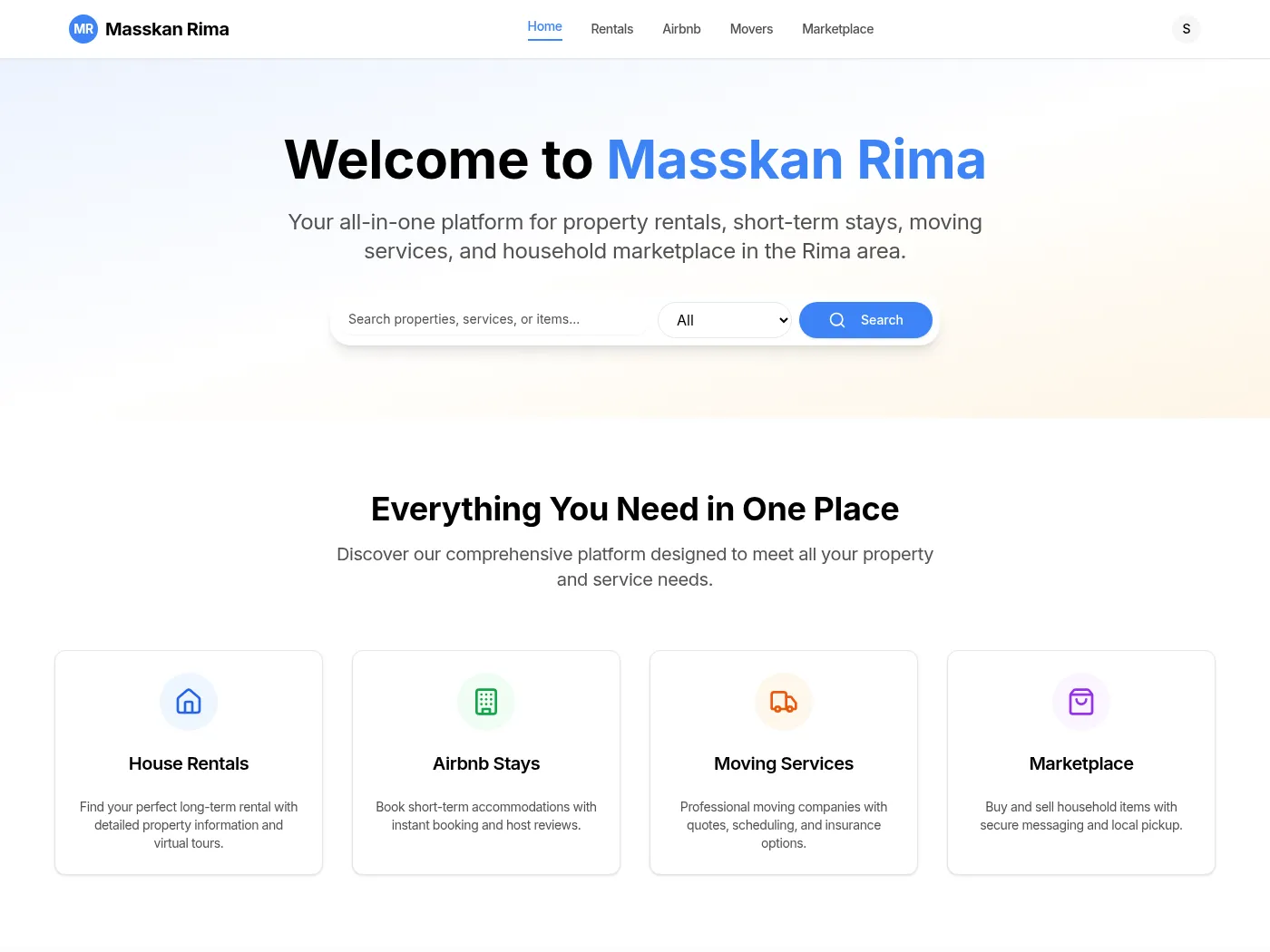 Masskan Rima: All-in-One Property, Rentals, Airbnb & Movers Platform