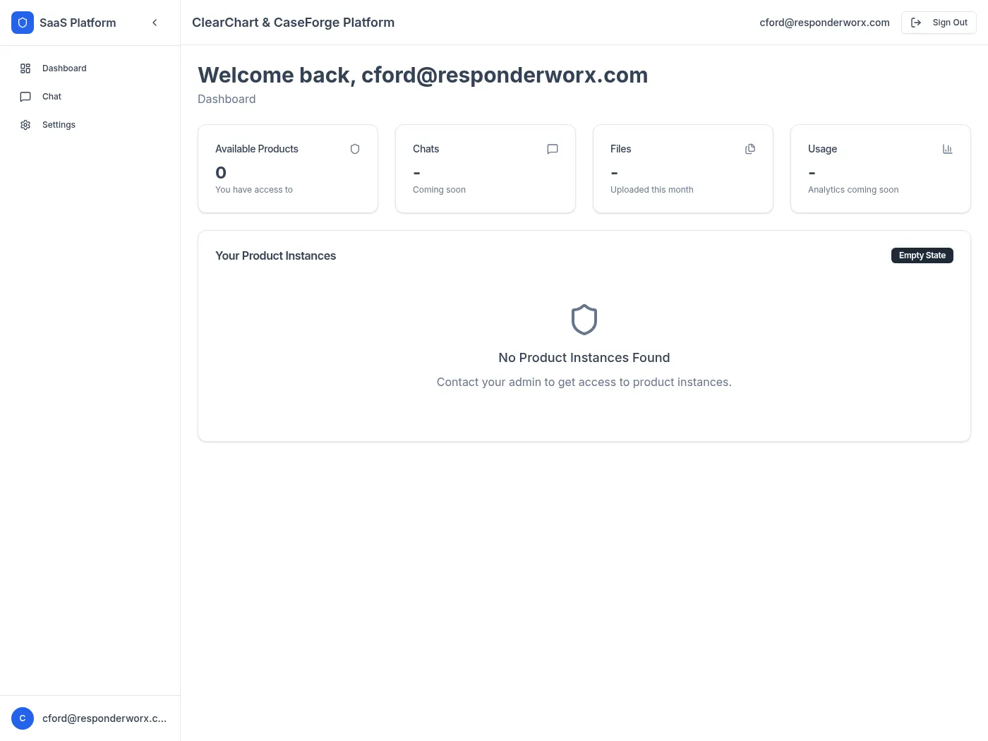 SaaS Platform for Multi-Tenant Chat Products (ClearChart + CaseForge)