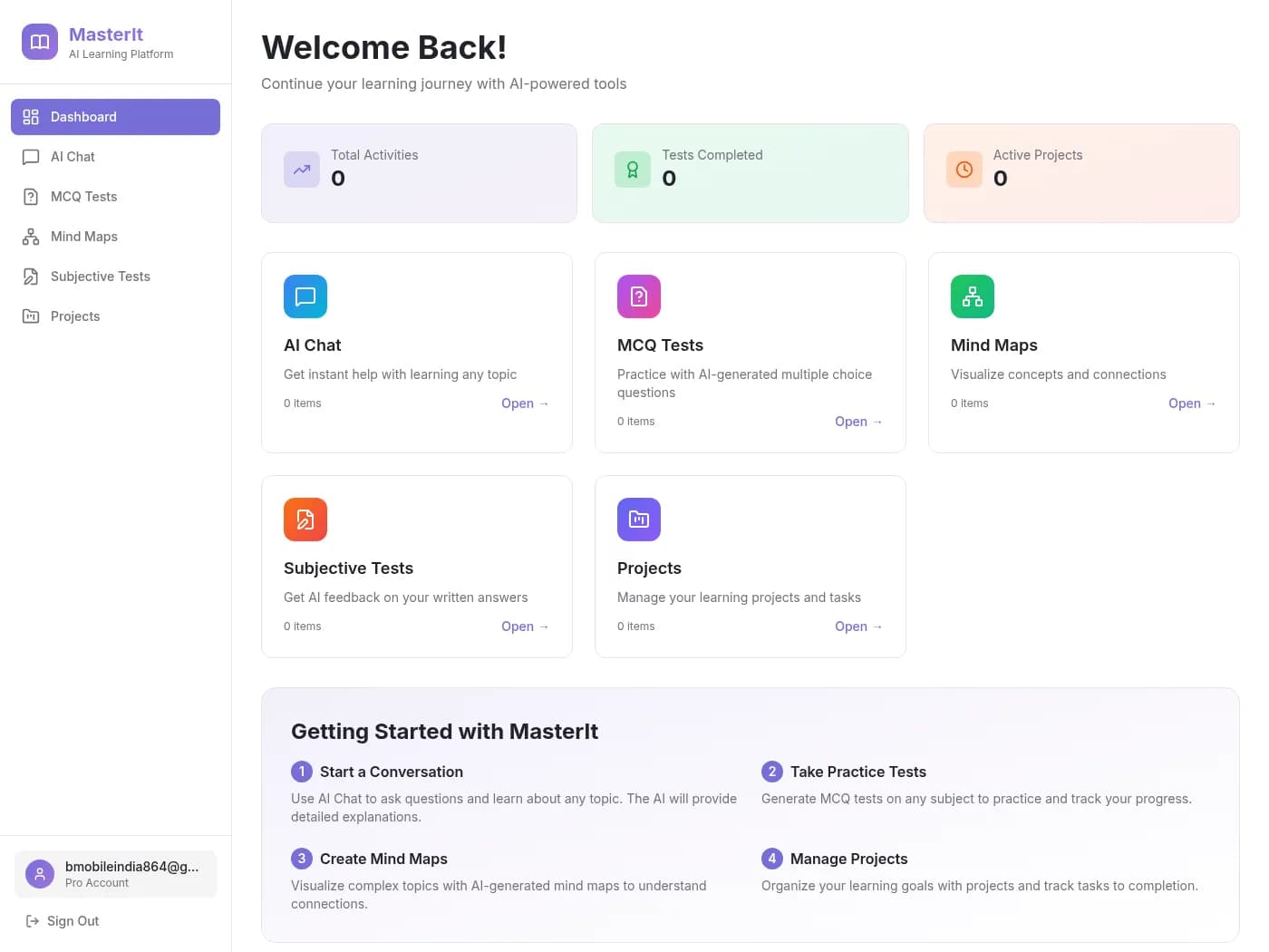 MasterIt: AI-Powered Learning and Productivity Web App