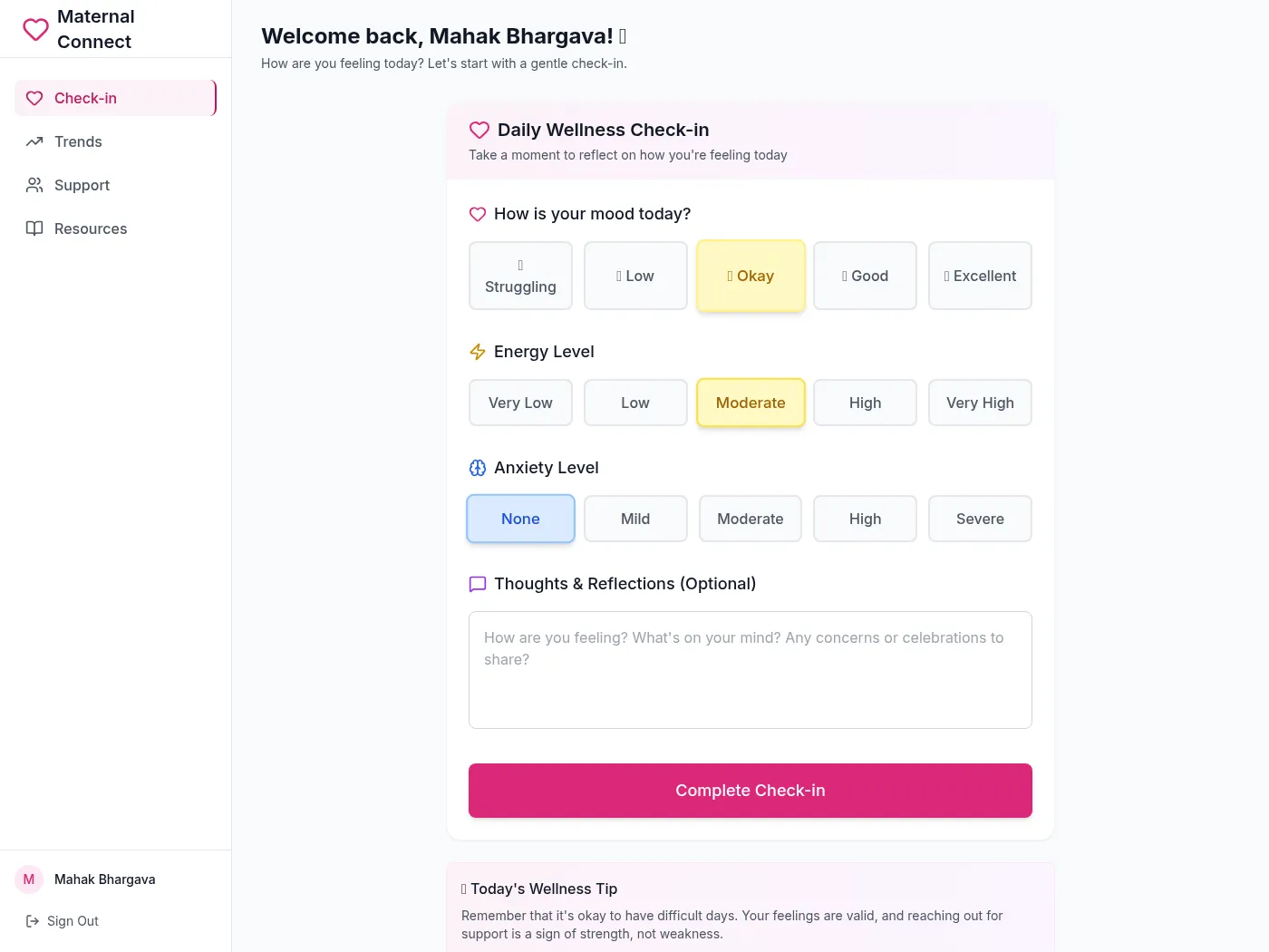 Maternal Connect: Holistic Well-Being App for Mothers
